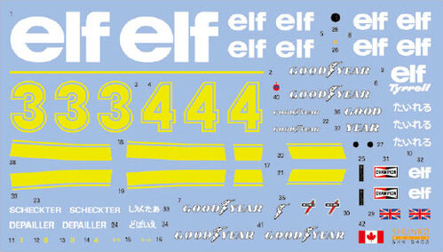 Shunko Models D403 Tyrrell P34 - Elf 1976 Sweden / Japan Decals Set
