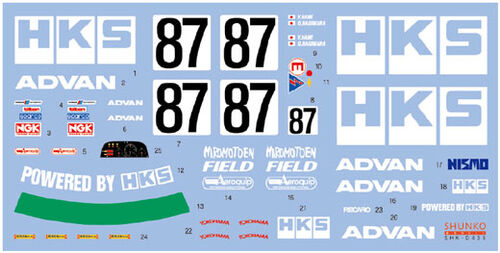 Shunko Models D439 Nissan Skyline GT-R - HKS 1992 Late Decals Set