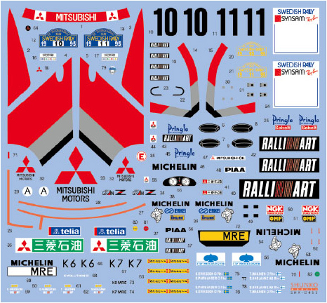 Shunko Models D452 Mitsubishi Lancer Evo II - 1995 Sweden Decals Set