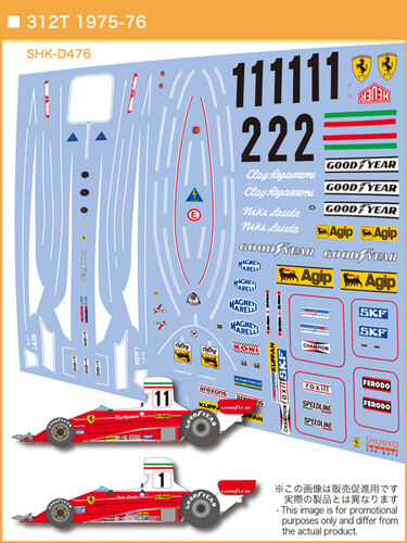 Shunko Models D476 Ferrari 312T - 1975-1976 1975 Monaco GP Winner Decals Set