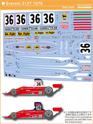 Shunko Models D489 Ferrari 312T - Everest 1976 Decals Set
