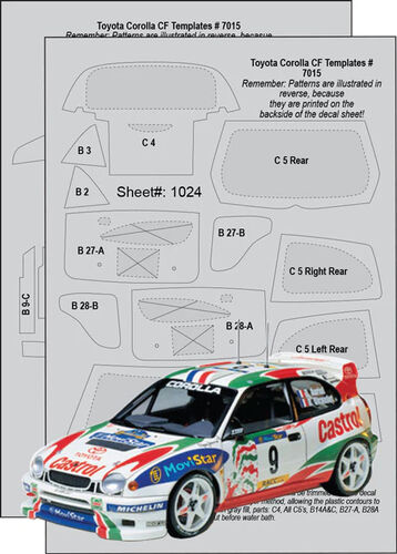 Scalemotorsport 7015 Toyota Corolla WRC CFT - Carbon Template Set (for Tamiya 24209 Kit)