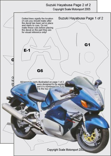 Scalemotorsport 7225 Suzuki Hayabusa GSX1300R - Carbon Template Set (for Tamiya 14090 Kit)