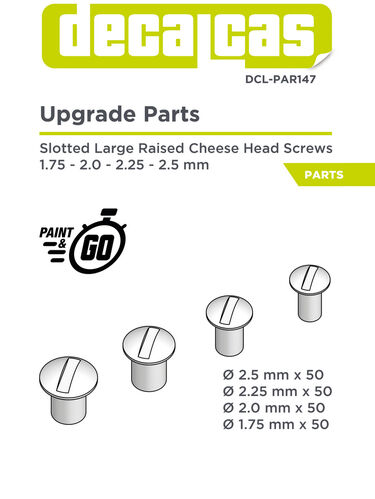 Decalcas PAR147 Slotted Large Raised Cheese Head Screws - 1.75 / 2.0 / 2.25 and 2.5 mm (200 pcs)