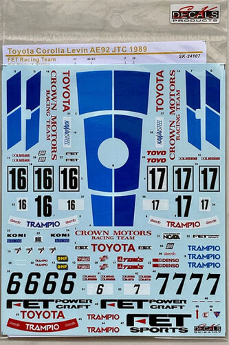 SK Decals 24107 Toyota Corolla Levin AE92 GR.A JTC 89 FET Racing - Decals Set (for Beemax Kits)