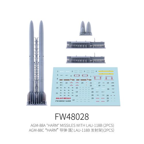 Galaxy-Model FW48028 AGM-88A 'Harm' Missiles With LAU-118B (2pcs)