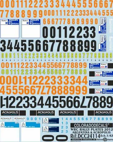 Colorado / Carpena Decals 24114 WRC Plates Argentina + Acropolis 2012