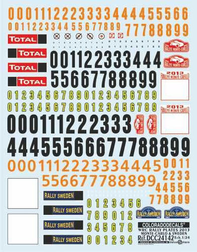 Colorado / Carpena Decals 24142 WRC Rally Plates 2013 MC + Sweden