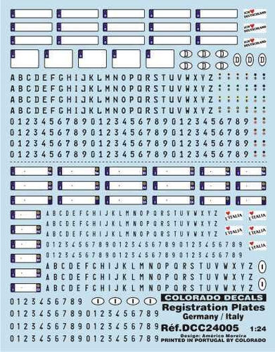 Colorado / Carpena Decals 24005 License Plates Germany and Italy
