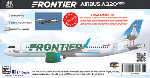 8aDecs 7909-608-100 Airbus A320 Neo - Frontier Miracle The Seagull