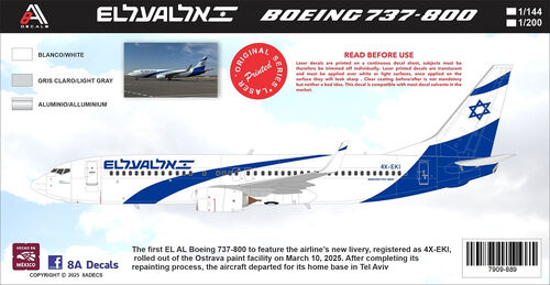 8aDecs 7909-889-144 Boeing 737-800 - ELAL 2025 Colors