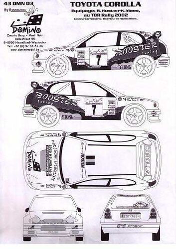 Dominomodel 43DMN03 TOYOTA COROLLA KIT CAR TBR 2002 HOSTEN