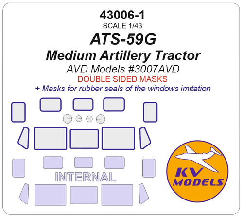 KV Models 43006-1 ATS-59G Medium Artillery Tractor - Mask Set Double-sided (for AVD Models 3007 Kit)