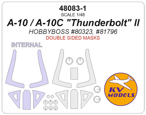 KV Models 48083-1 Fairchild A-10 / A-10 C Thunderbolt II - Mask Set Double-sided (for Hobby Boss Kits)