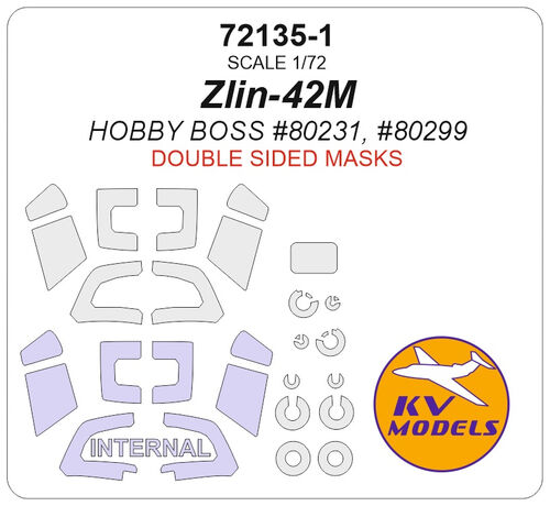 KV Models 72135-1 Zlin-42 M - Mask Set Double-sided (for Hobby Boss 80231 Kit)