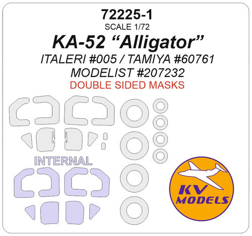 KV Models 72225-1 Kamov Ka-52 Alligator - Mask Set Double-sided (for Italeri / Tamiya and Modelist Kits)
