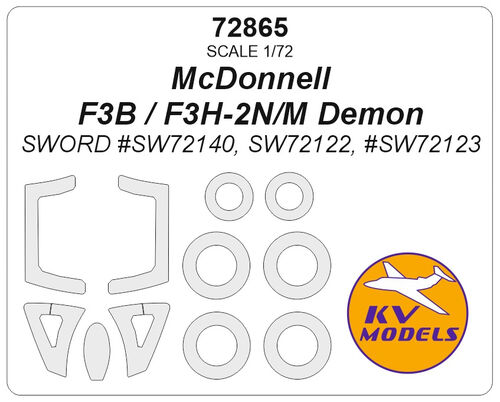 KV Models 72865 McDonnell F3B/F3H-2N Demon - Mask Set (for Sword 72140 / 72122 and 72123 Kits)