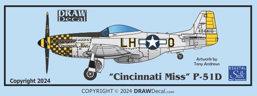 Draw Decal 24-P51-207 North American P-51 D Mustang - "Cincinnati Miss" Gathering of Mustangs and Legends
