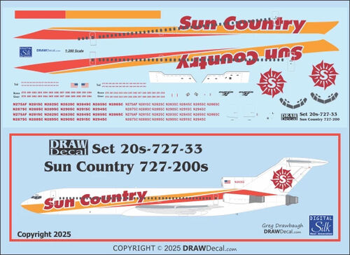 Draw Decal 20-727-33 Boeing 727-200 - Sun Country