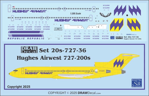 Draw Decal 20-727-36 Boeing 727-200 - Hughes Airwest