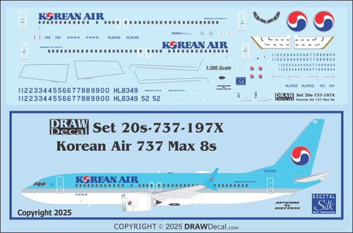 Draw Decal 20-737-197X Boeing 737 Max 8 - Korean Air