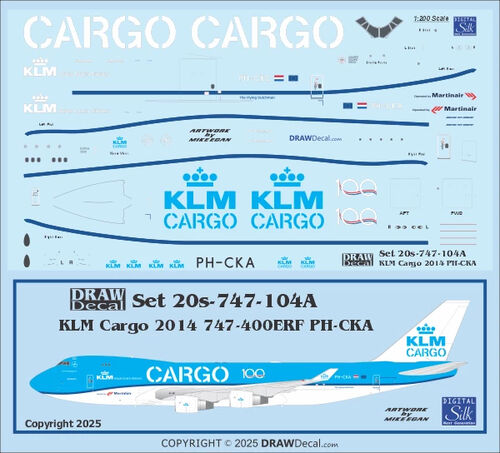 Draw Decal 20-747-104A Boeing 747-400ER - KLM Cargo 2014 (PH-CKA)