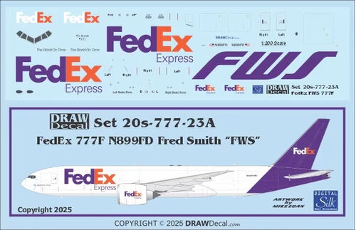 Draw Decal 20-777-23A Boeing 777F - FedEx Fred W. Smith “FWS” (Released)