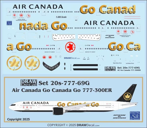 Draw Decal 20-777-69G Boeing 777-300ER - Air Canada GO CANADA GO! (2024 Version)