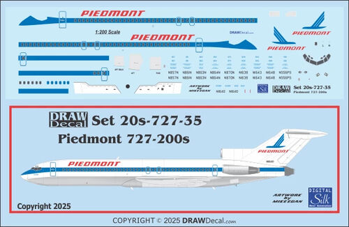 Draw Decal 20-727-35 Boeing 727-200 - Piedmont