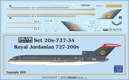 Draw Decal 20-727-34 Boeing 727-200 - Royal Jordanian