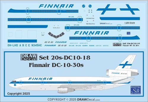 Draw Decal 20-DC10-18 McDonnell Douglas DC-10-30 - Finnair
