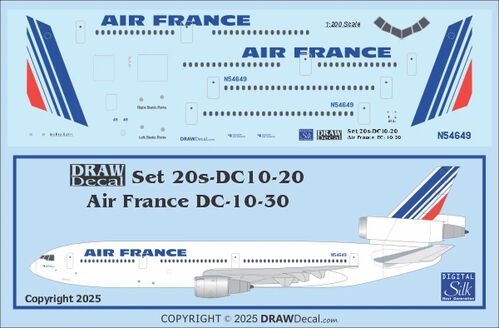 Draw Decal 20-DC10-20 McDonnell Douglas DC-10-30 - Air France