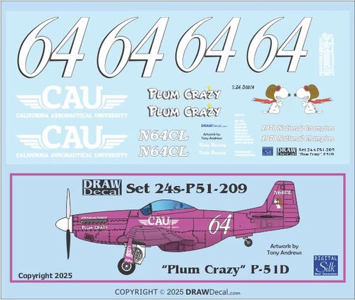 Draw Decal 24-P51-209 North American P-51 D Mustang - "Plum Crazy"