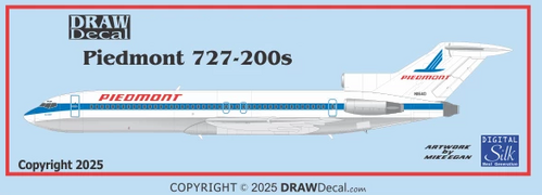 Draw Decal 25-727-35 Boeing 727-200 - Piedmont