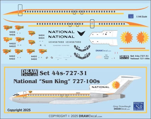 Draw Decal 44-727-31 Boeing 727-100 - National "Sun King"