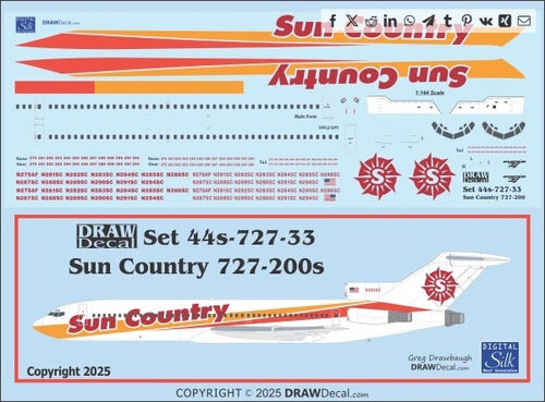 Draw Decal 44-727-33 Boeing 727-200 - Sun Country