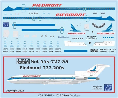 Draw Decal 44-727-35 Boeing 727-200 - Piedmont