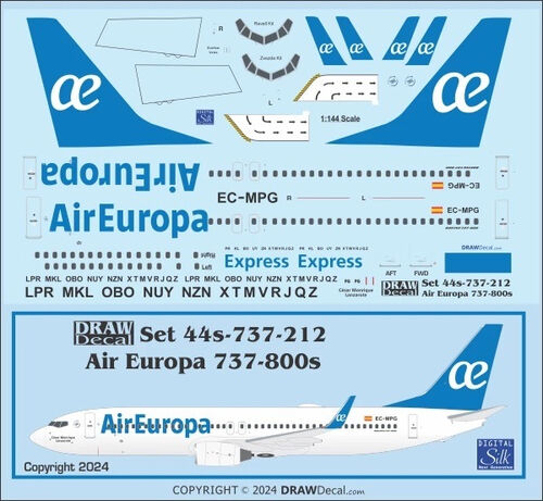 Draw Decal 44-737-212 Boeing 737-800 - Air Europa 2015 Scheme