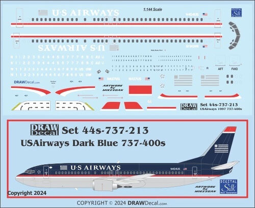 Draw Decal 44-737-213 Boeing 737-400 - US Airways Dark Blue