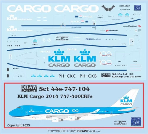 Draw Decal 44-747-104 Boeing 747-400ERF - KLM Cargo 2014
