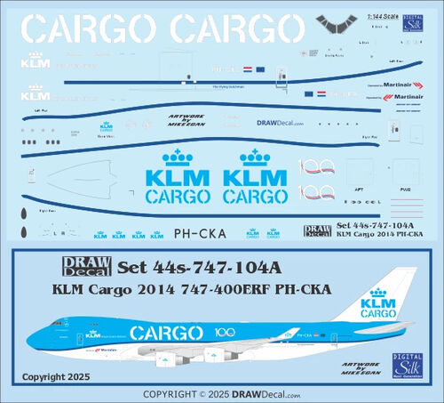 Draw Decal 44-747-104A Boeing 747-400ER - KLM Cargo 2014 PH-CKA