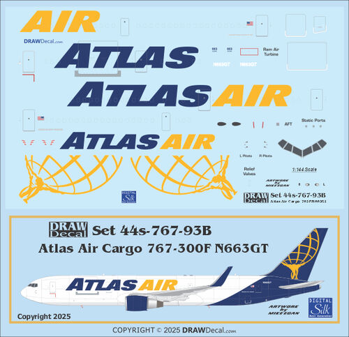 Draw Decal 44-767-93B Boeing 767-300F - Atlas Air Cargo (N663GT)