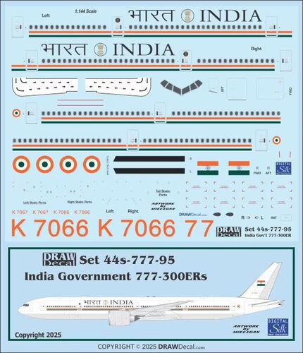 Draw Decal 44-777-95 Boeing 777-300ER - India Government