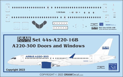 Draw Decal 44-A220-16B Airbus A220-300 -Doors and Windows