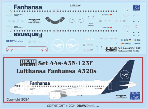 Draw Decal 44-A3N-123F Airbus A320 - Lufthansa 2024 Fanhansa
