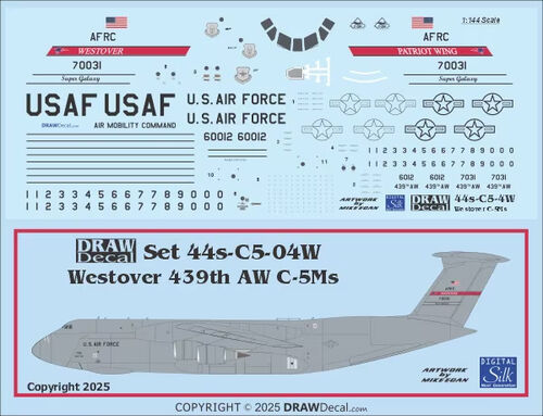 Draw Decal 44-C5-04W Lockheed C-5 M Super Galaxy - USAF 439th Airlift Wing Westover