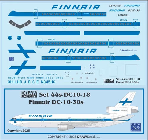Draw Decal 44-DC10-18 McDonnell Douglas DC-10-30 - Finnair