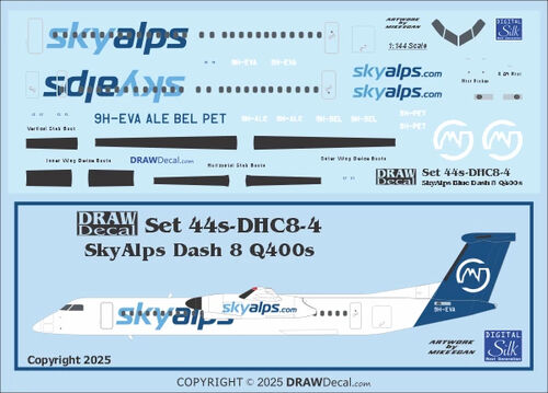 Draw Decal 44-DHC8-04 Bombardier Dash 8 Q400 - SkyAlps