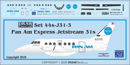 Draw Decal 44-J31-03 Jetstream 31 - Pan Am Express