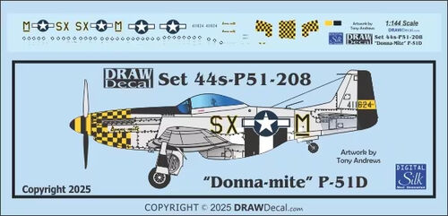 Draw Decal 44-P51-208 North American P-51 D Mustang - "Donna-mite"
